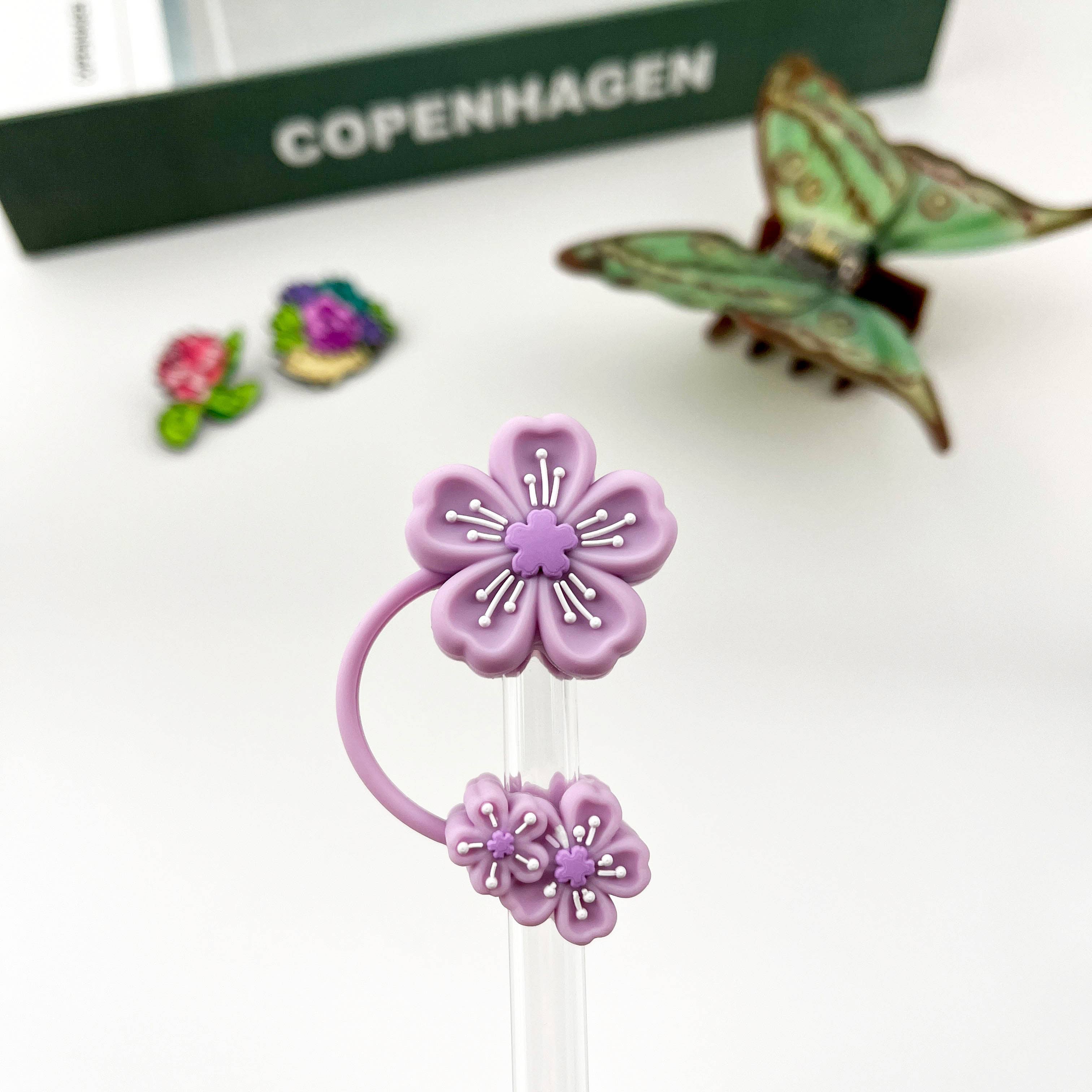 Purple Cherry Blossom Straw Topper – Maui Goddess Creations